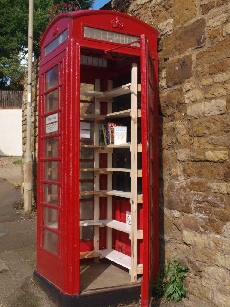 Telephone box library – bring us your books!