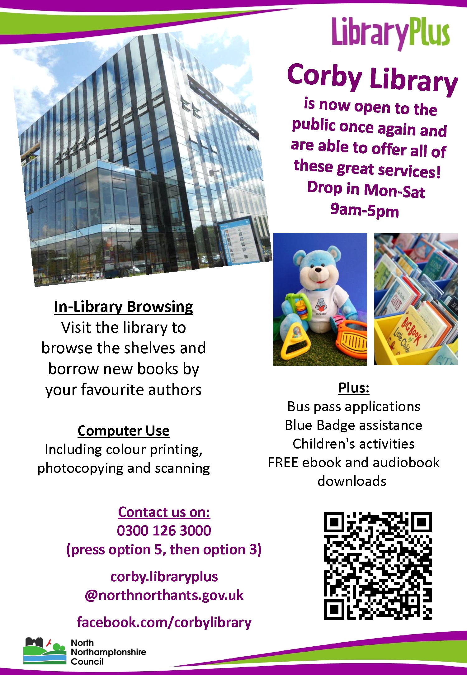 Corby library fully open