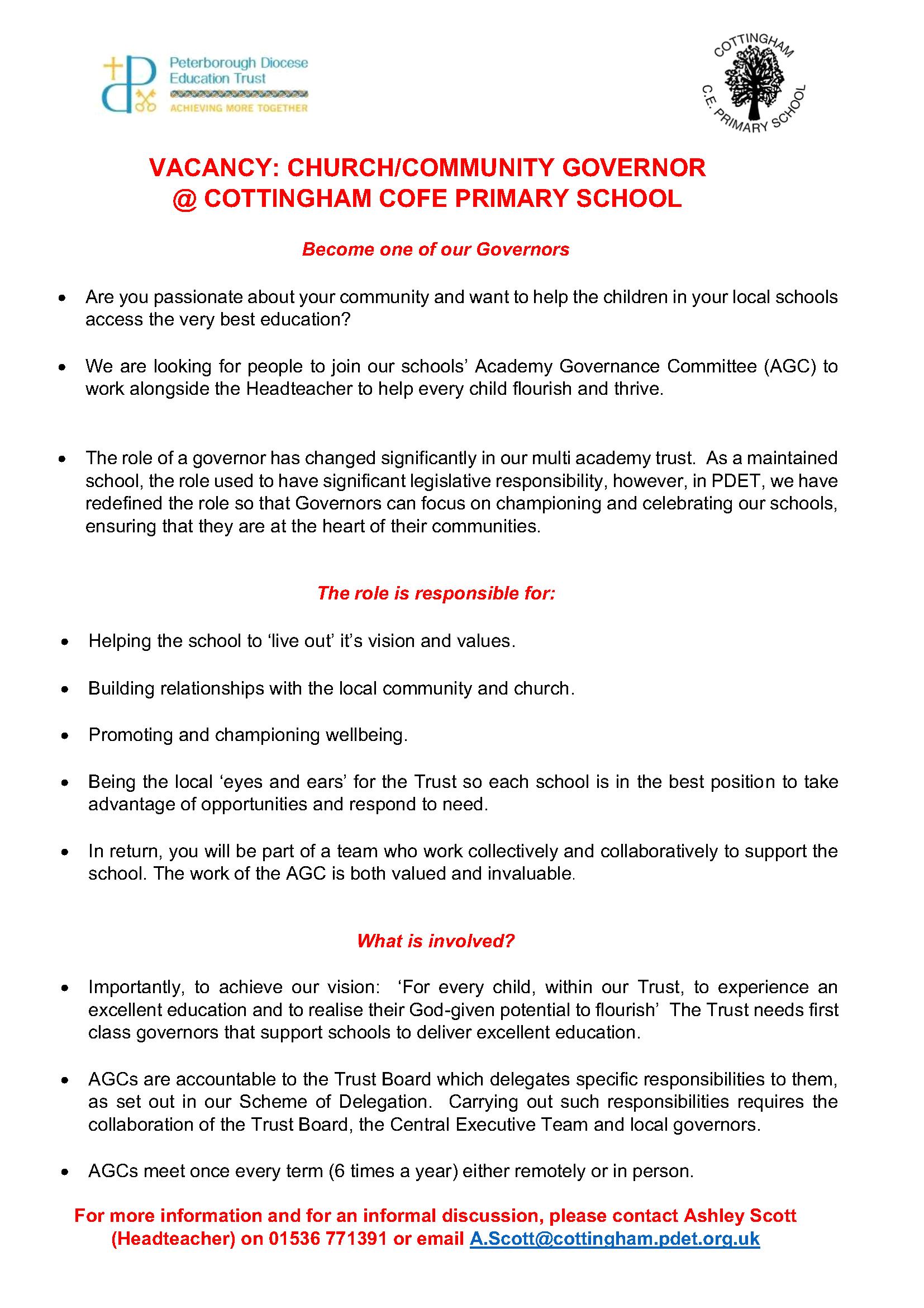 Governor vacancy - Cottingham School